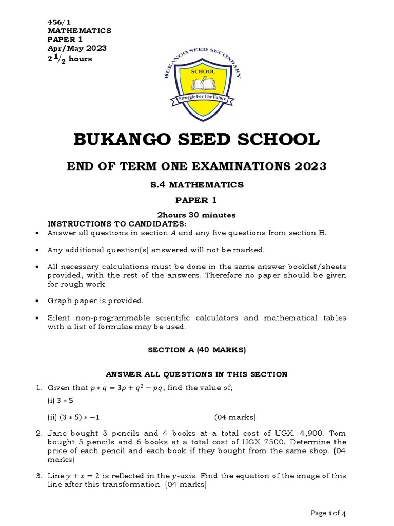 S4 Mathematics | PDF | Triangle | Matrix (Mathematics)