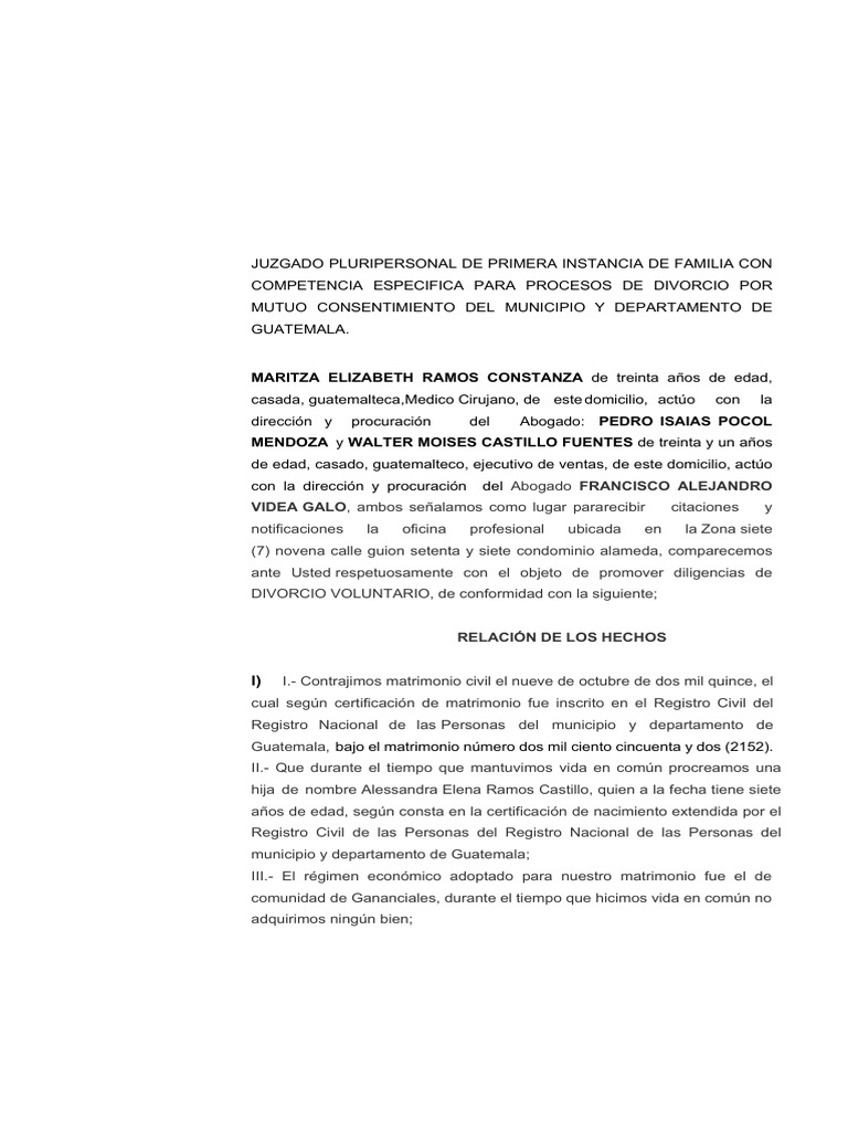 Divorcio Por Mutuo Consentimiento Pdf