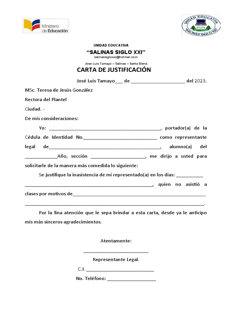 Carta Justificación Alumnos | PDF Carta Justificación Alumnos | PDF