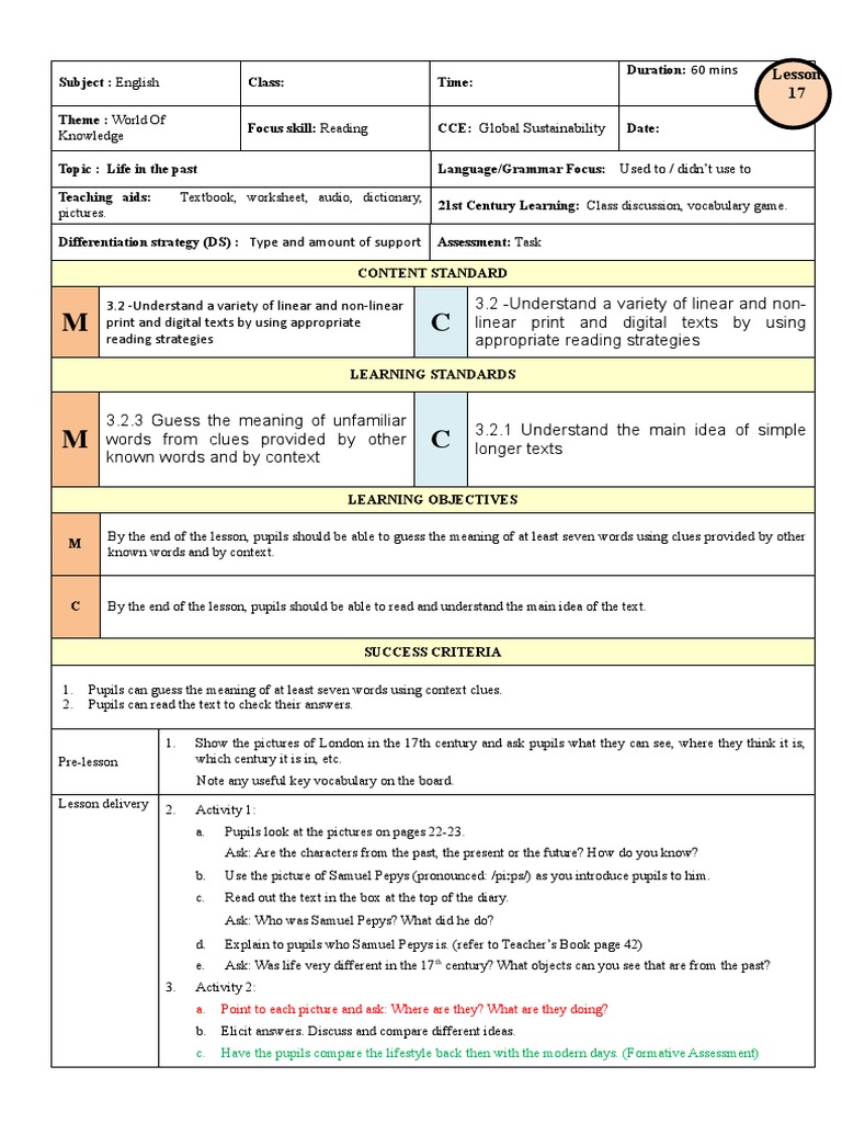 Group 2 Lesson 17 Year 6 | PDF | Vocabulary | Behavior Modification