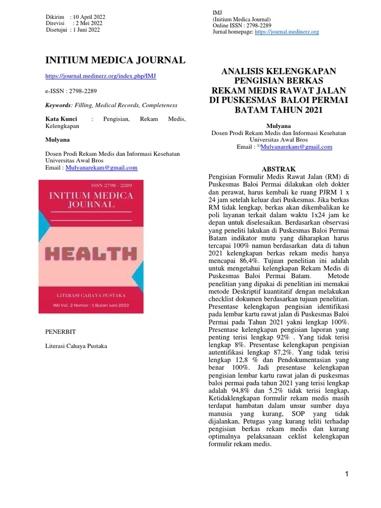 Initium Medica Journal | PDF | Sains & Matematika