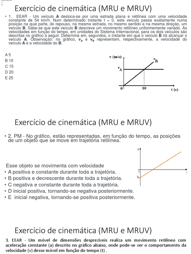 Cinemática - MRU e MRUV | PDF | Velocidade | Cinemática