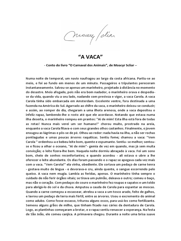 A Vaca de Moacyr Scliar | PDF