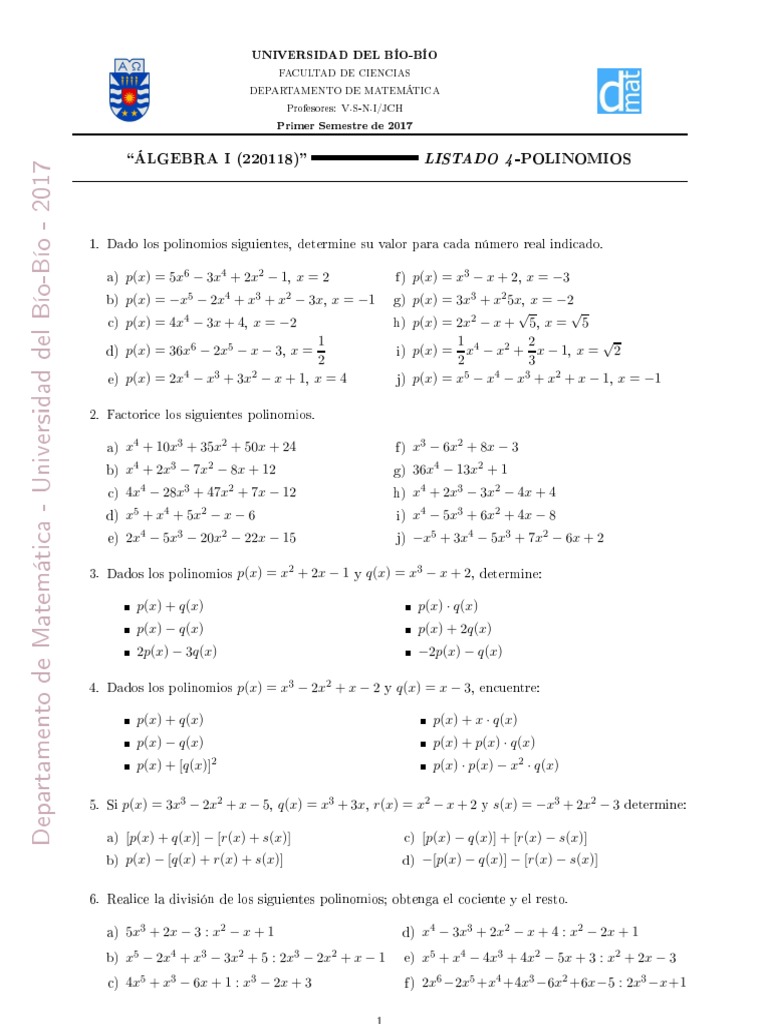 Guia Polinomios | PDF
