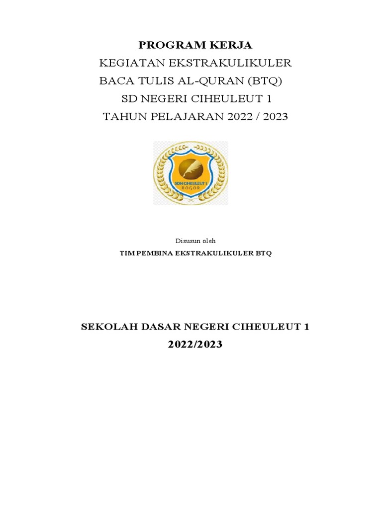 Program Kerja Eskul BTQ TH 2022-2023 | PDF