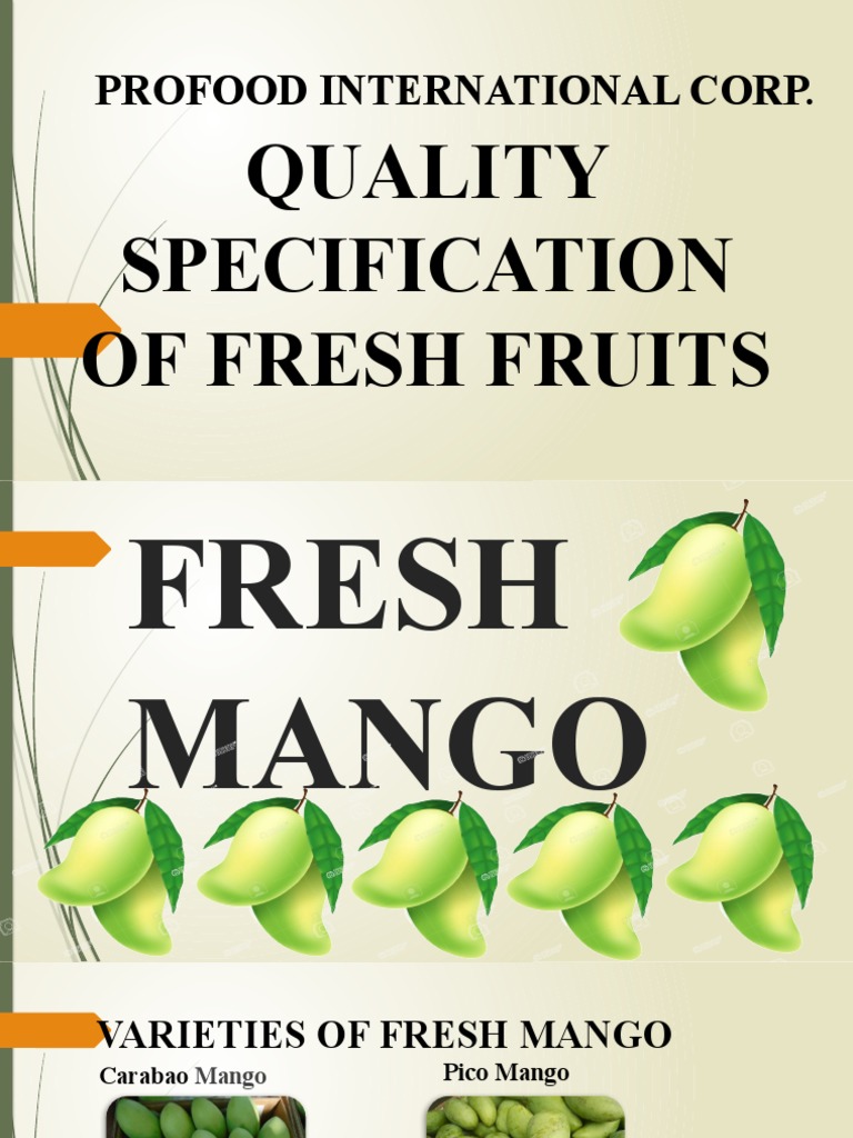 Quality Specs Fresh Fruit | PDF | Mango | Orange (Fruit)