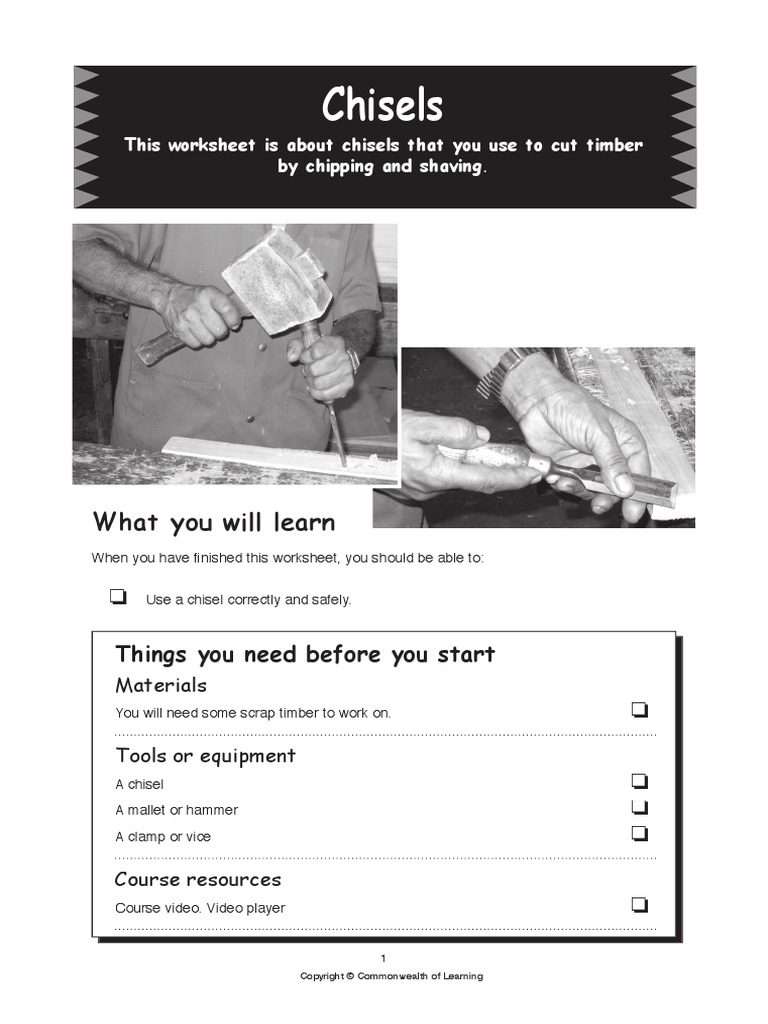 07 Chisels Worksheetcszz | PDF | Manufactured Goods | Metalworking
