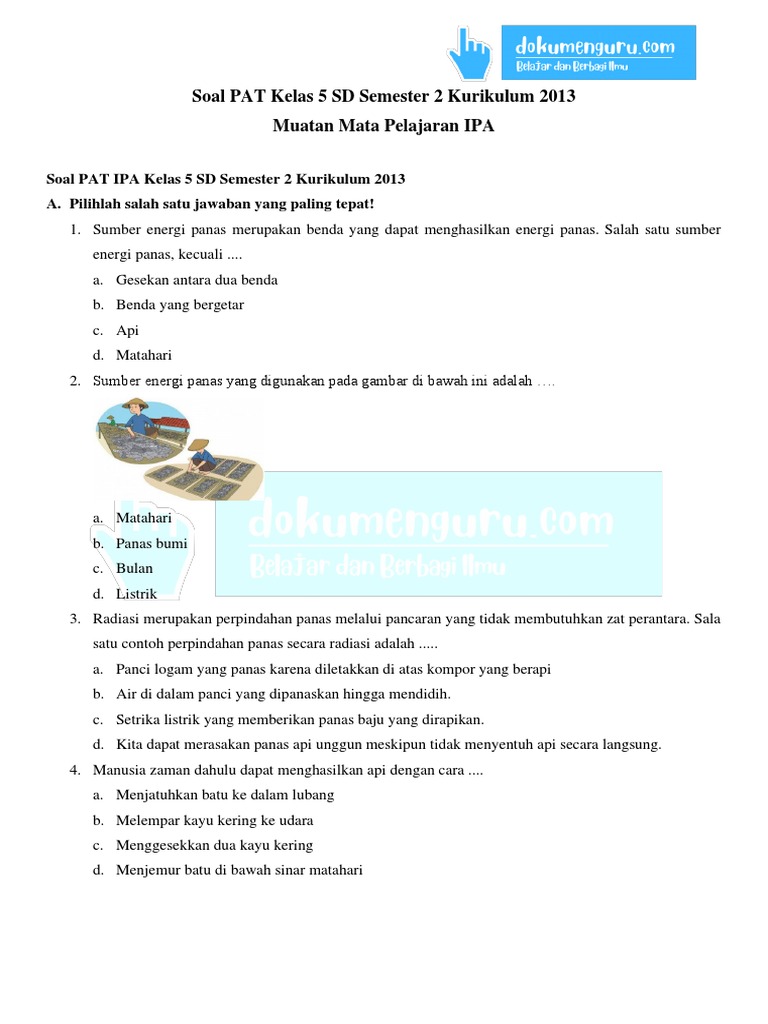 (WWW - Dokumenguru.com) Soal PAT IPA Kelas 5 SD Semester 2 Kurikulum 2013 | PDF | Sains & Matematika