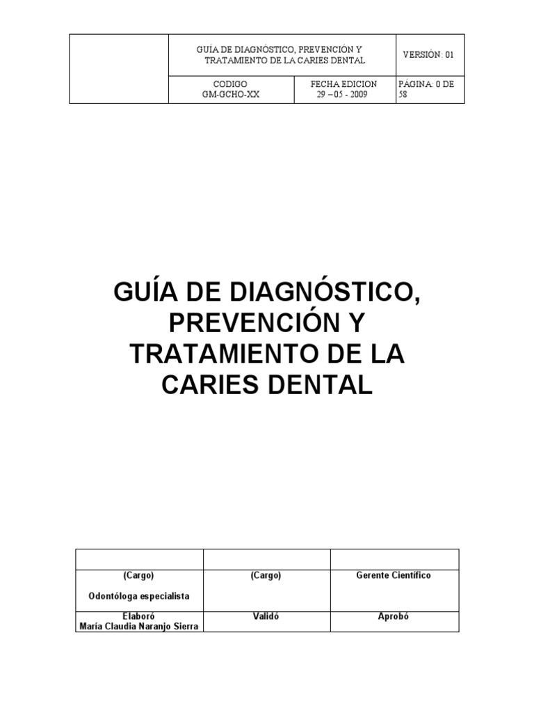 Guia de Diagnostico, Prevenccion y Tratamiento de La Caries Dental ...
