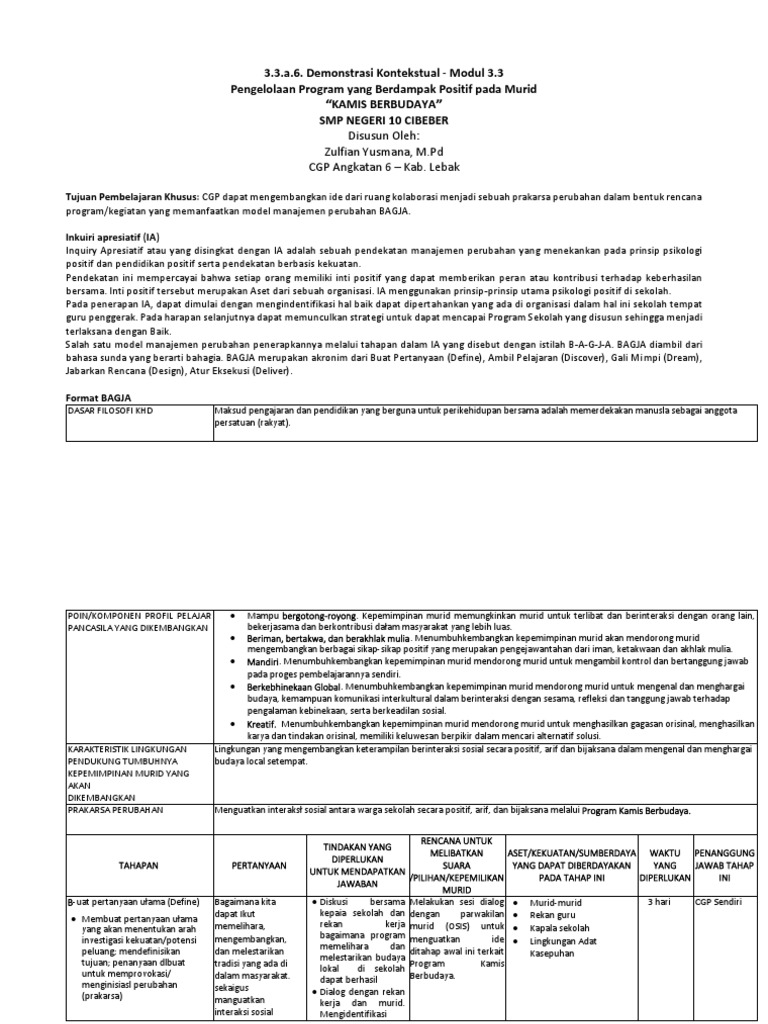 Format BAGJA - Kamis Berbudaya | PDF