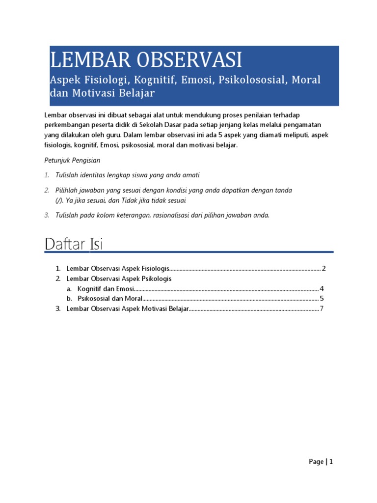 Lembar Observasi | PDF