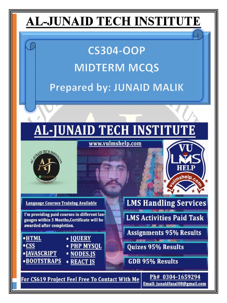 Cs304 Midterm Solved Mcqs by Junaid | PDF | Class (Computer Programming) | Programming