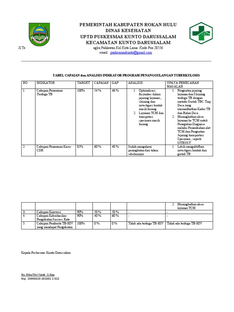 TABEL CAPAIAN Dan ANALISIS INDIKATOR PROGRAM PENANGGULANGAN ...