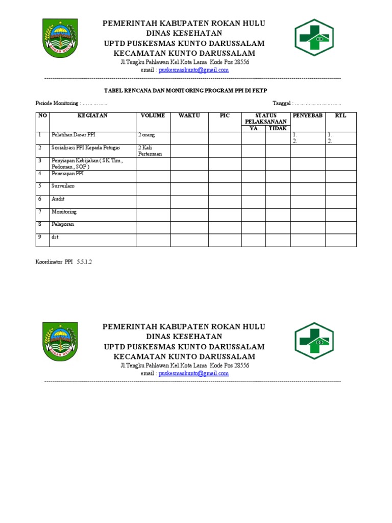 Tabel Rencana Dan Monitoring Program Ppi Di FKTP | PDF