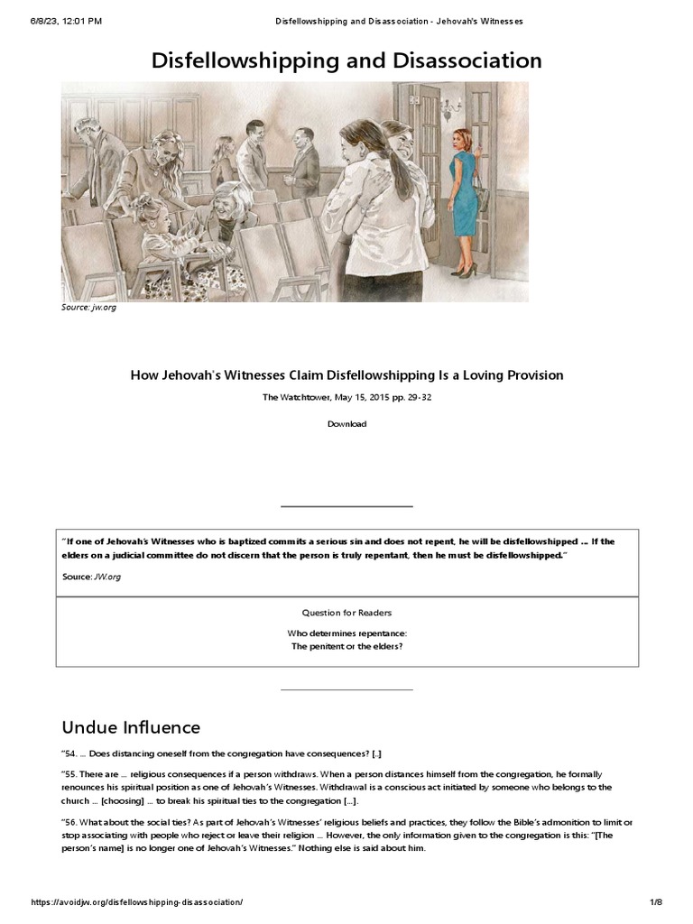 Disfellowshipping and Disassociation - Jehovah's Witnesses | PDF