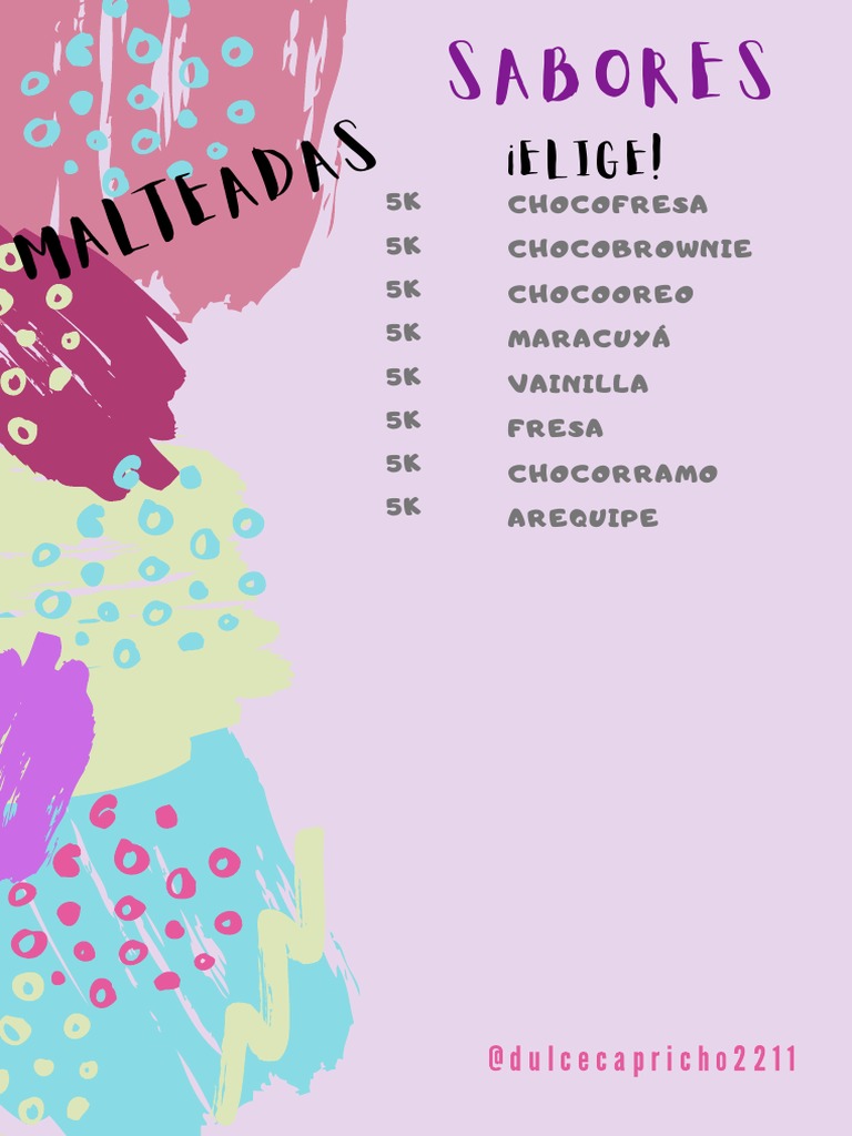Sabores y Toppings de Malteadas | PDF | Cocina | Alimentos