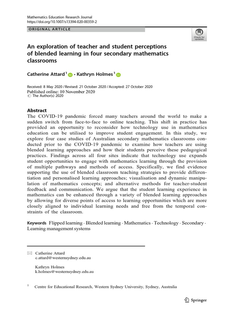 An Exploration of Teacher and Student Perceptions of Blended Learning ...