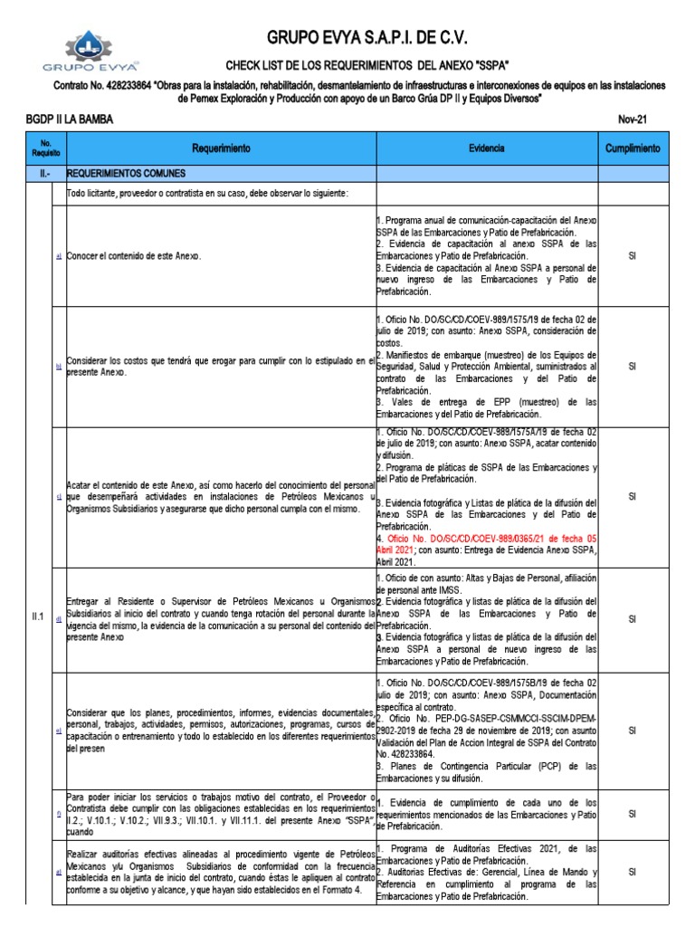 Autoevaluacion Del Anexo SSPA 2021 | PDF | México