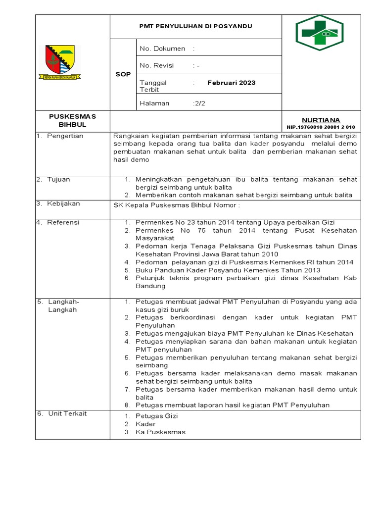 Sop PMT Penyuluhan Di Posyandu | PDF | Pengembangan Diri | Kesehatan Holistik