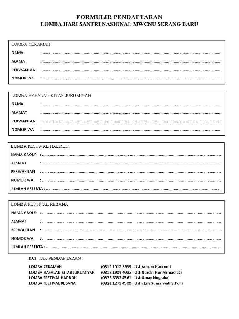 Formulir Pendaftaran | PDF