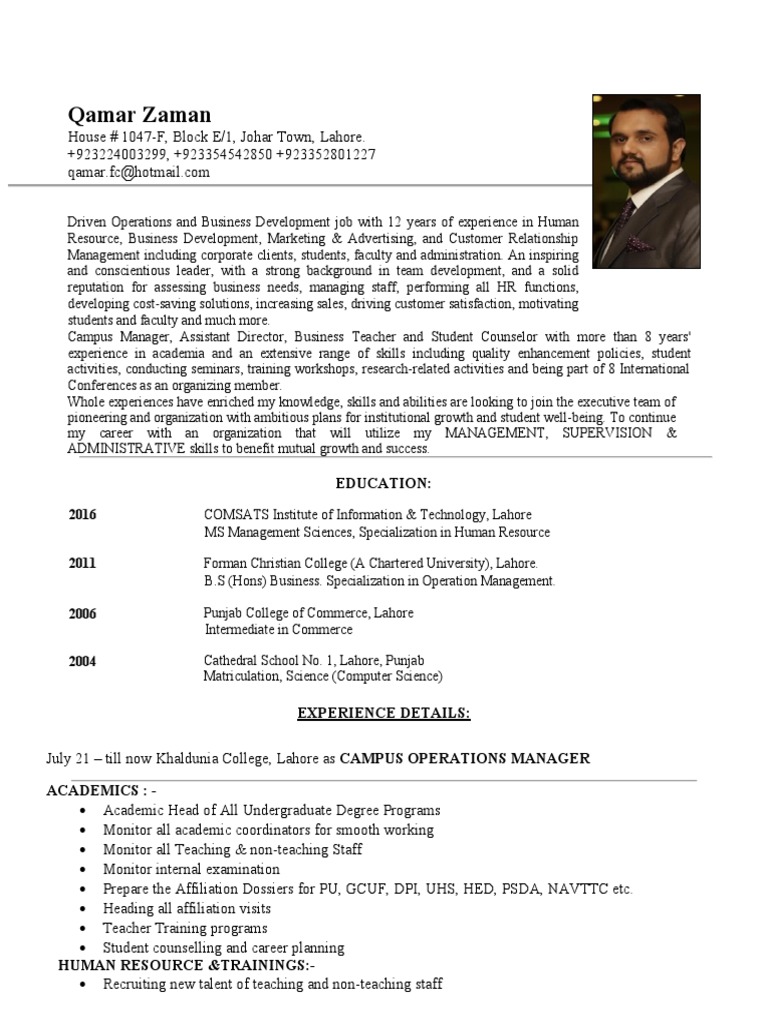 Qamar Zaman CV (2023) | PDF