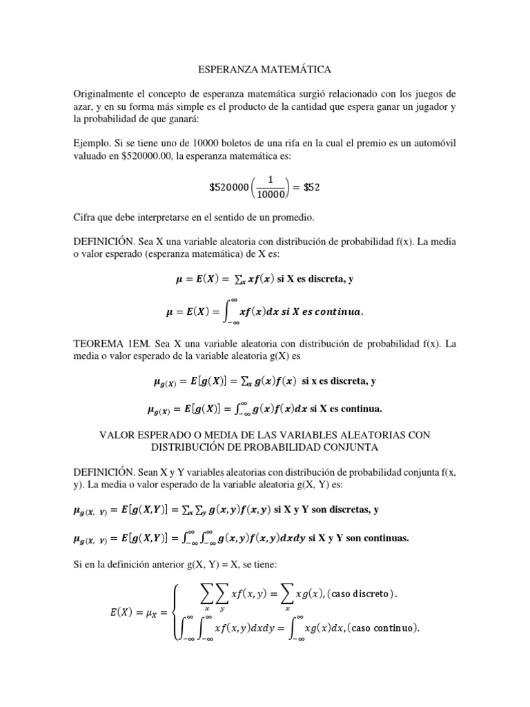 Esperanza Matemática (1) (1) - 1 | PDF