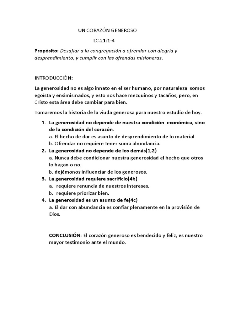 Un Corazón Generoso | PDF | Religión y espiritualidad