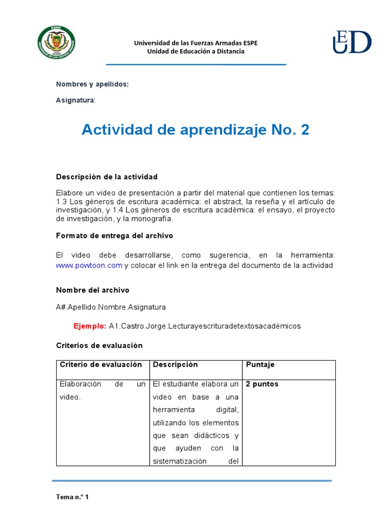 Actividad de Aprendizaje No 2 | PDF | Aprendizaje | Cognición