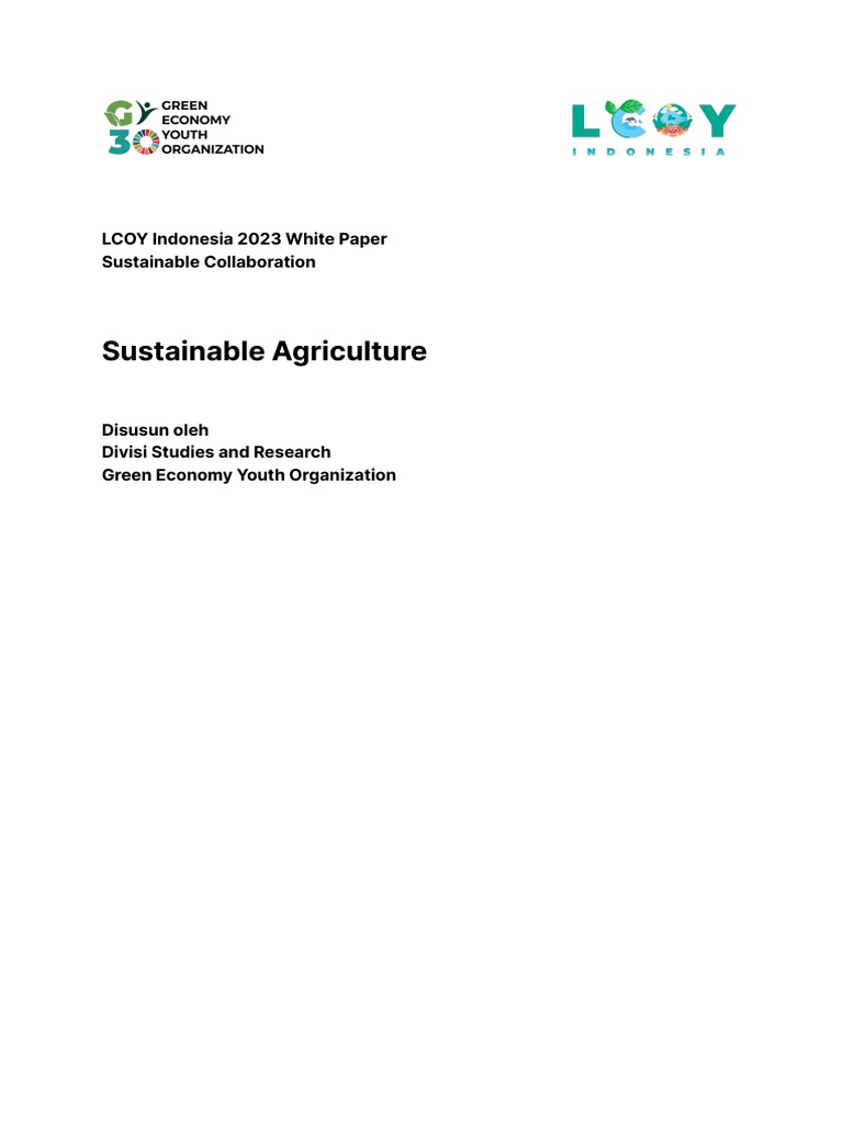White Paper Sustainable Agriculture LCOY IDN 2023-1 | PDF