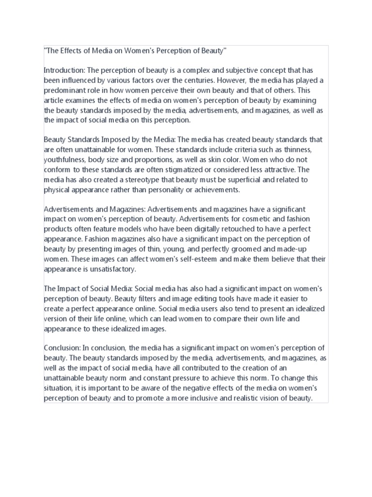 The Effects of Media On Women | PDF