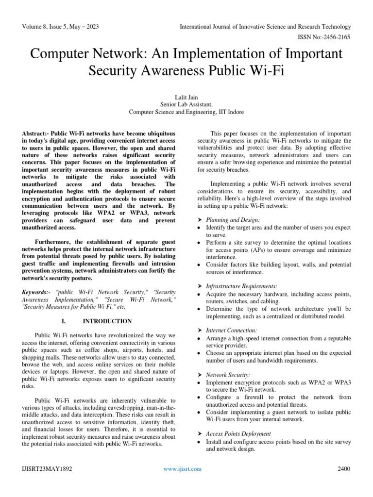 Computer Network An Implementation of Important Security Awareness ...