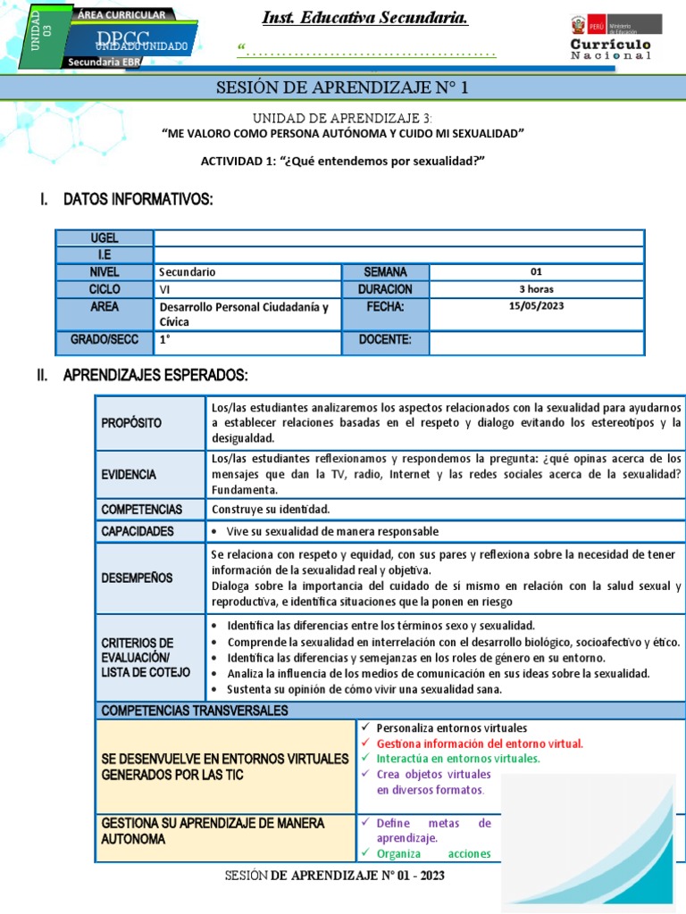 1º DPCC - Ses 1 Uni 3 - Sem 01 | PDF