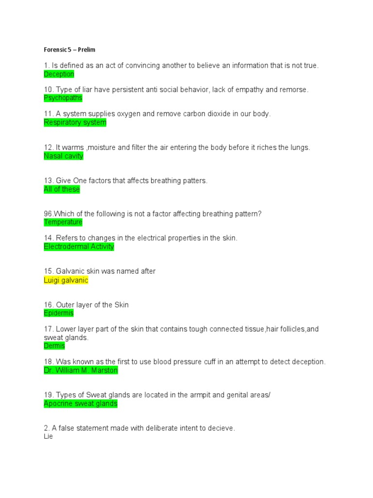 Forensic 5 - Prelim - Semis | PDF