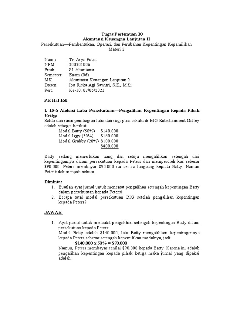 (TUGAS AKL 2) - Pert 10 02-06-2023 | PDF