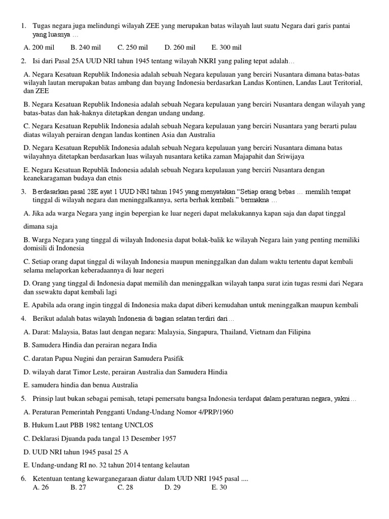 Latihan Soal Kls X PPKN SMT 1 | PDF