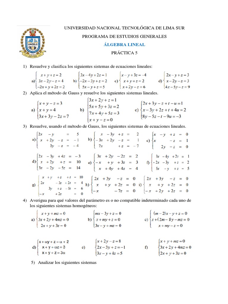 Práctica 5 de Algebra Lineal | PDF