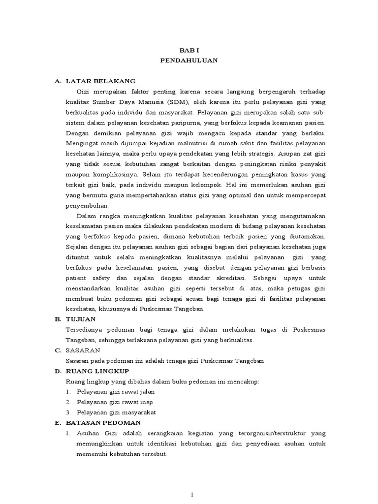 Pedoman Program Gizi Puskesmas Gemaharjo | PDF