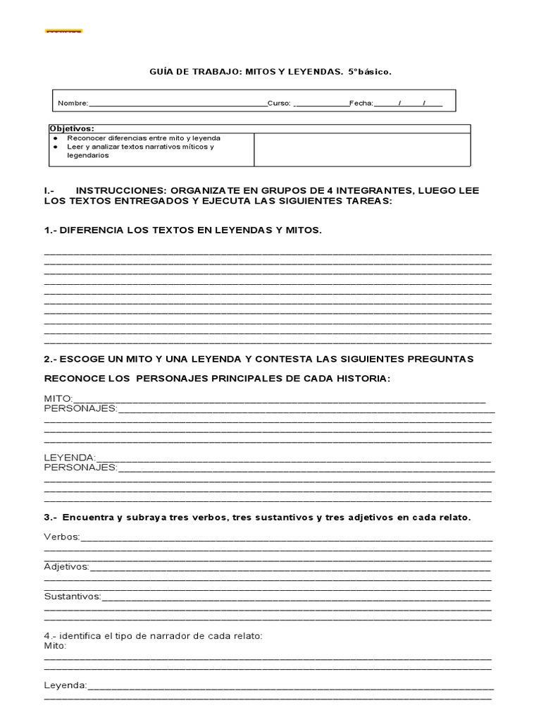 Guia Mito y Leyenda 5° | PDF