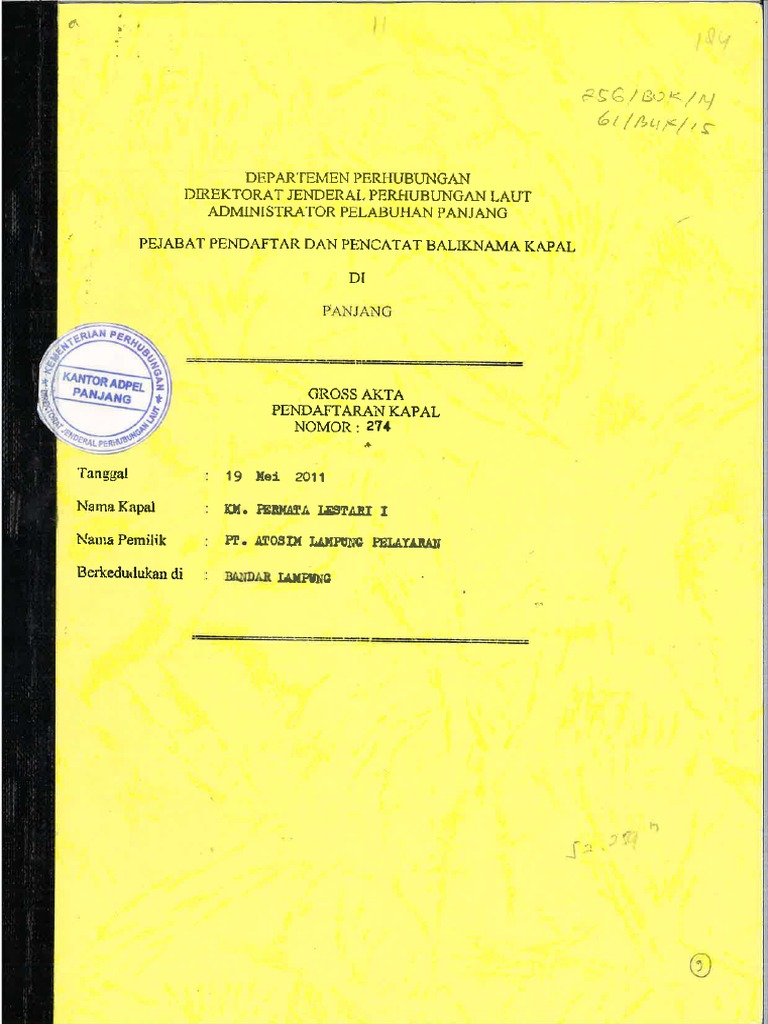 Bukti Kepemilikan Kapal (Grosse Akta) | PDF