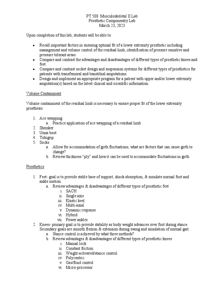 8 Prosthetics Lab | PDF