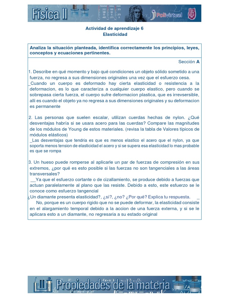 Act 6 | PDF | Deformación (ingeniería) | Elasticidad (Física)
