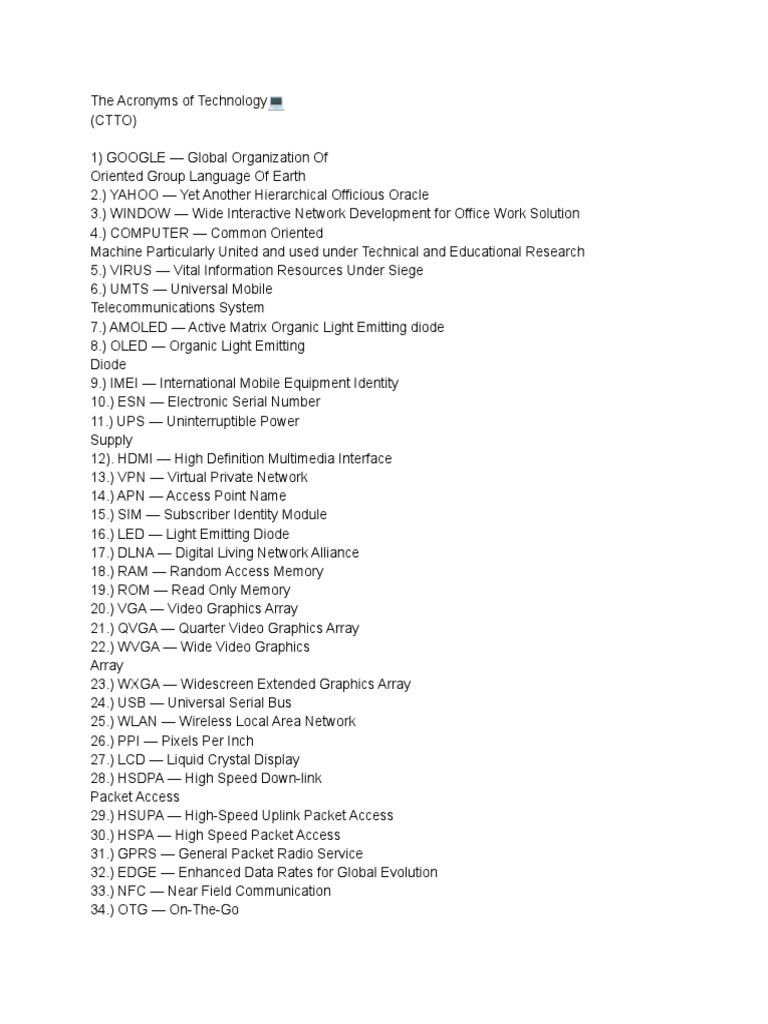 Technology Acronyms Explained | PDF
