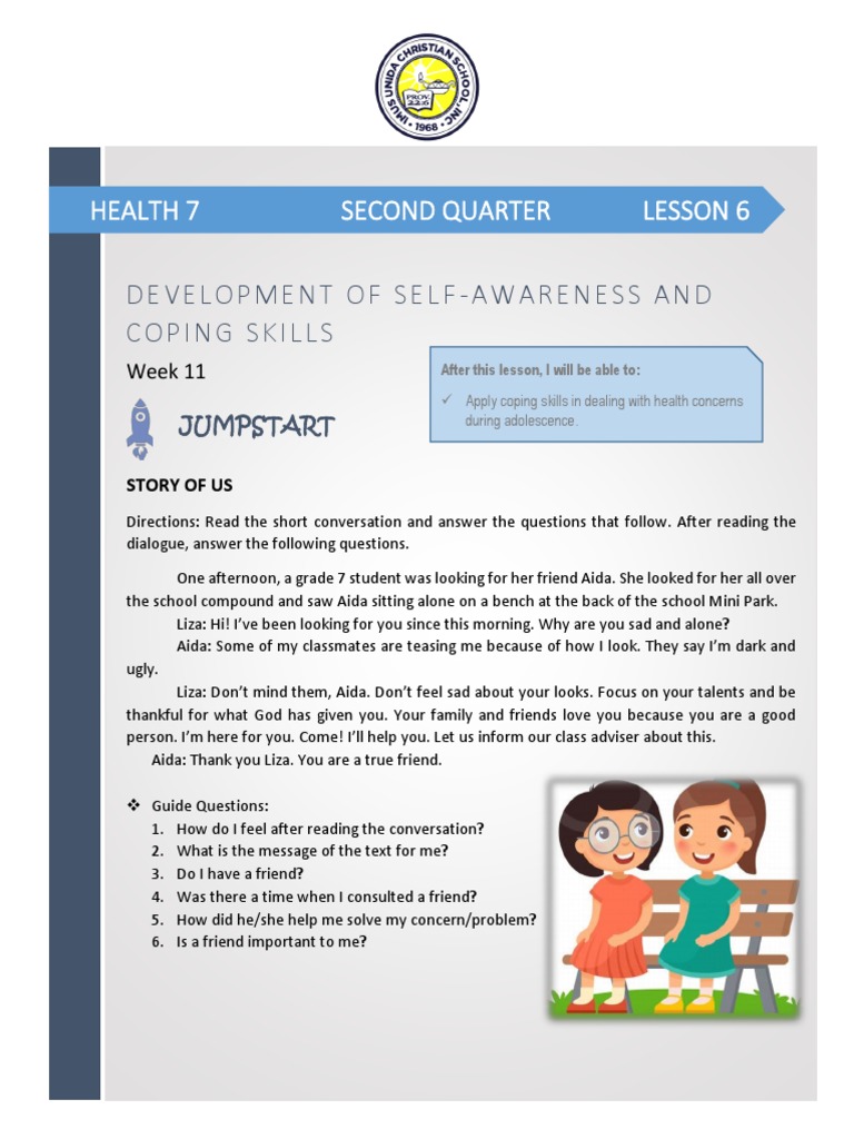Health 7 - Lesson 6 - Developing Self-Awareness and Coping Skills | PDF