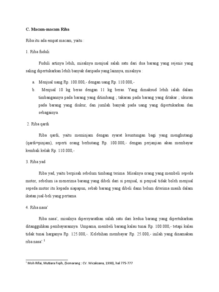 Pemahaman Jenis-Jenis Riba | PDF