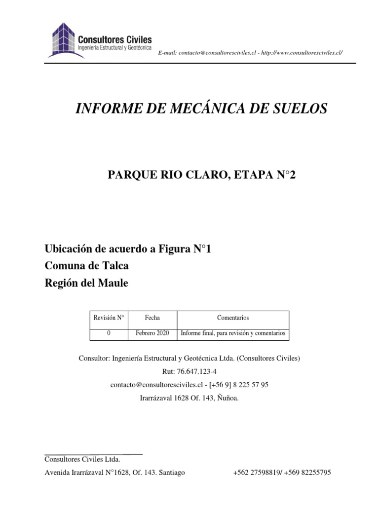 Informe Mecánica de Suelo | PDF | Fundación (Ingeniería) | Hormigón