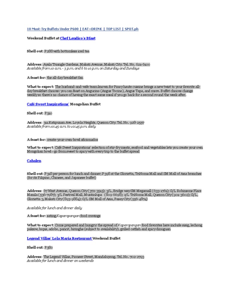 Chef Laudico's Bfast: Available From 10 A.M. - 3 P.M. and 6 To 10 P.M ...