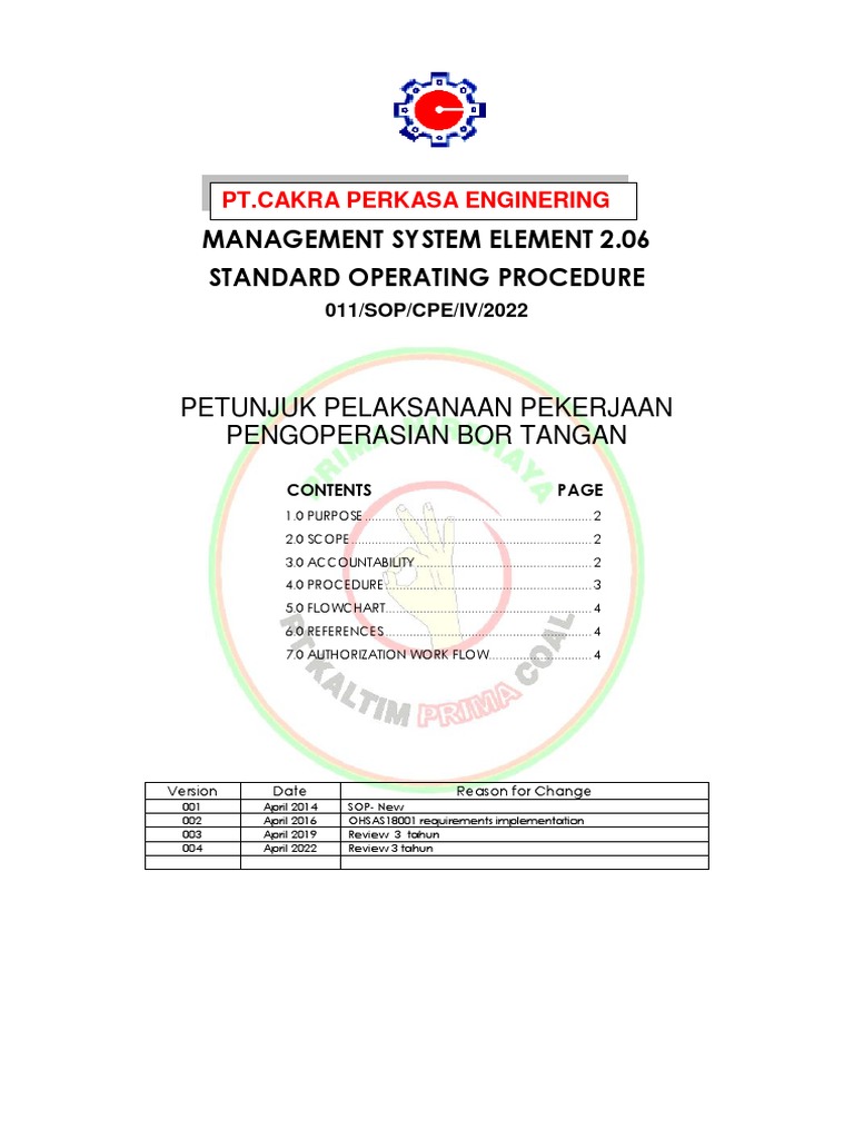SOP 011 - Mesin Bor Tangan | PDF