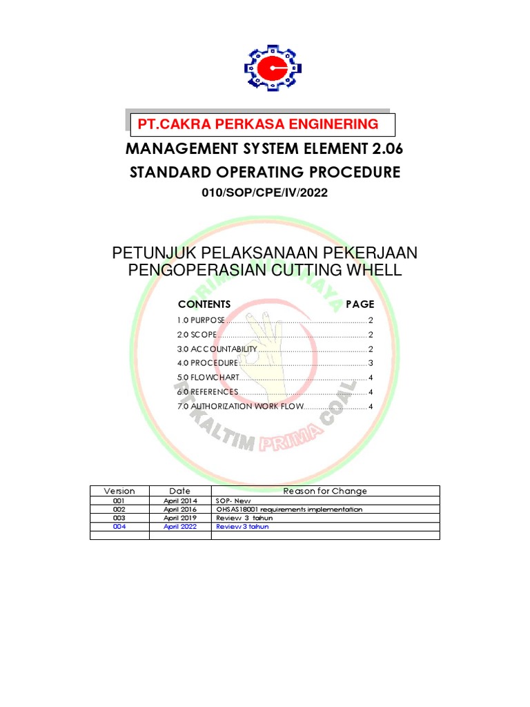 SOP 010 - Cutting Wheel | PDF