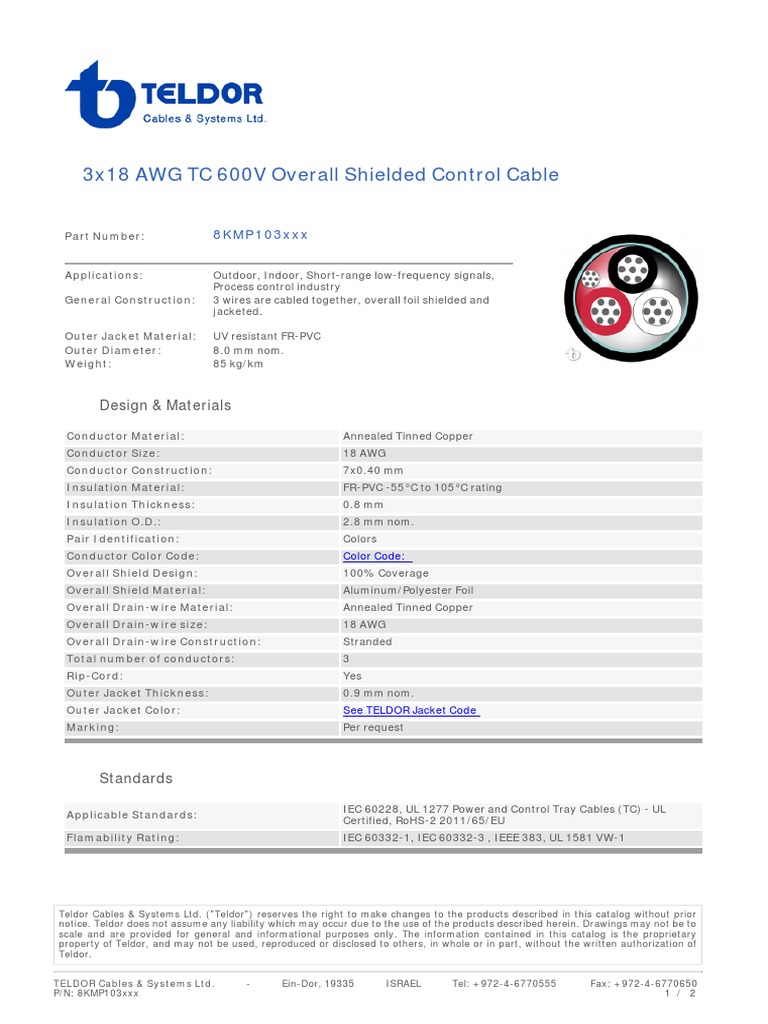 3x18 AWG Control Cable | PDF
