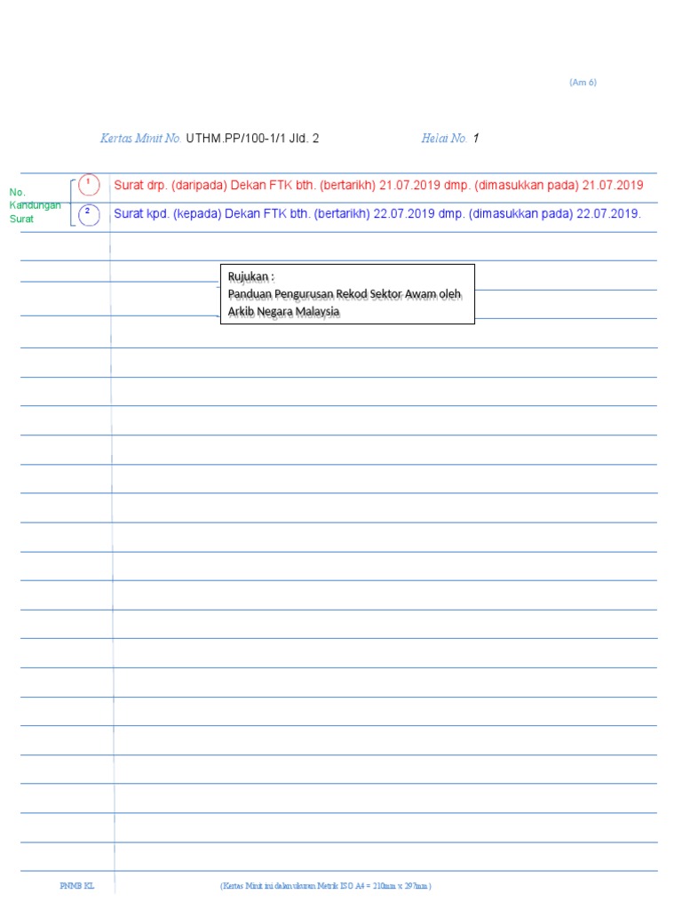 Kertas Minit Am 6 (Contoh Penulisan) | PDF